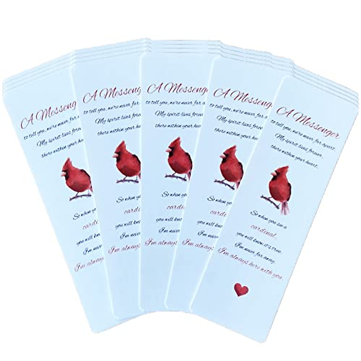 Red Cardinal Bookmarks with Sympathy Poem - Funeral Favors for Guests - Bulk Set of 20 - Hand Out at Celebration of Life, Memorial