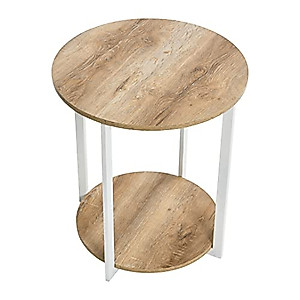 Household Essentials Coastal Oak Round End Table 2 Tier