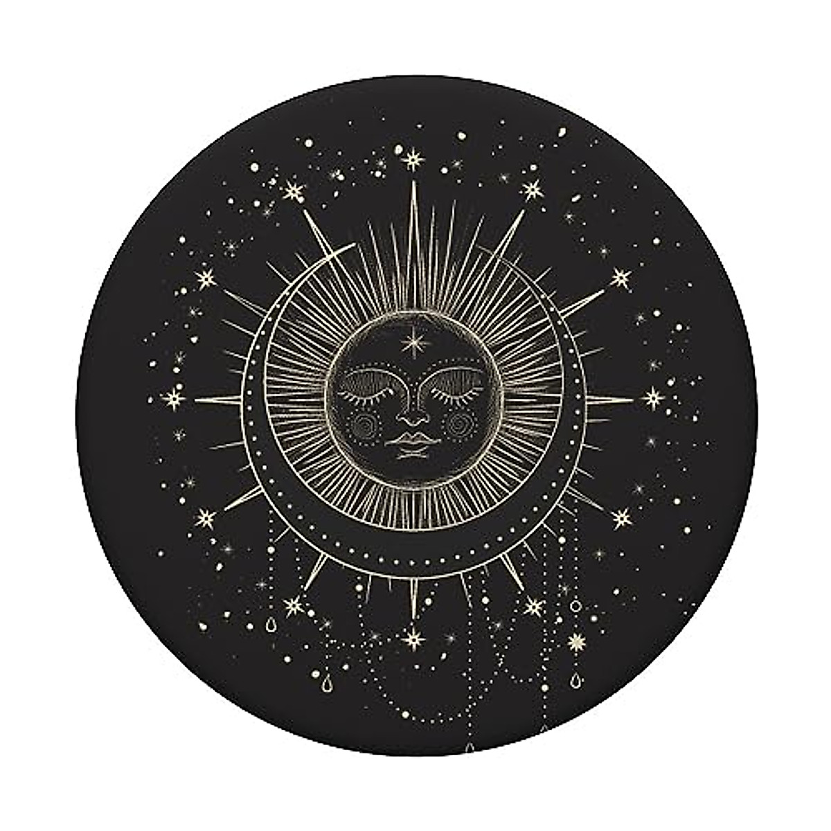 Moon Sun Stars Astrology Black PopSockets Standard PopGrip