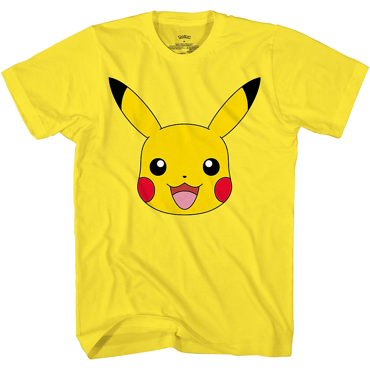 Pokemon Big Face Pikachu Adult T-Shirt(Yellow,XXL)