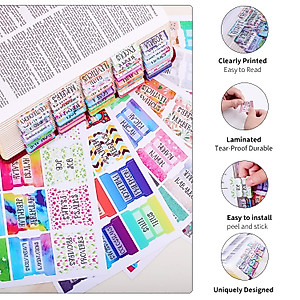 Colorful Floral Bible Tabs Laminated with Matte Film, Cute Bible tabs for Women and Girl, 90 Bible Index tabs in Total, 66 tabs for Old and New Testament, Additional 24 Blank tabs