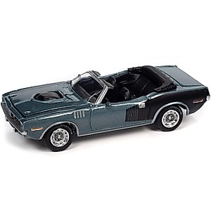 1971 Plymouth Barracuda Convertible Winchester Gray Metallic with Black Hemi Side Limited Edition to 7418 Pieces Muscle Cars USA Series 1/64 Diecast Model Car by Johnny Lightning JLMC026-JLSP153B