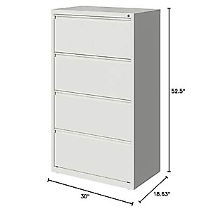 Hirsh 30-in Wide HL10000 Series 4 Drawer Metal Lateral File Cabinet White