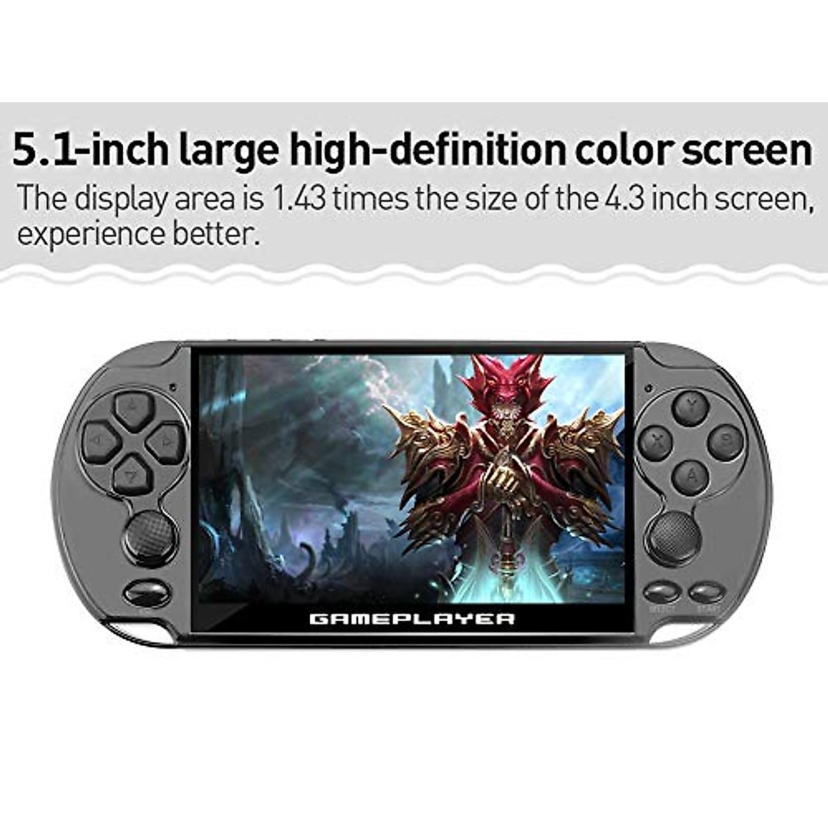 New 5.1 inch 32GB Retro Handheld Video Game Console Built-in 7600 Games for Multiple simulators Portable Game Console mp3/4 av-Out(Black)