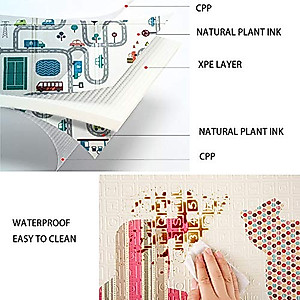 Eanpet Baby Play Mat Foam Area Rug for Kids Toddler Infant Ultra Thick Folding Large Crawl Mat Non-Slip Playmat for Bedroom Playroom Nursery ABC Letter (Traffic)