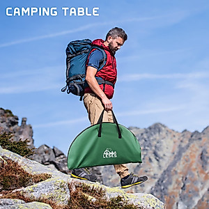LESES Portable Beach Table, Folding Picnic Table with Carry Bag for Outdoors Fold Up Lightweight Camping Table with 4 Cup Holder, Travel Camping Tables for Party, Hiking, Fishing, Tailgating