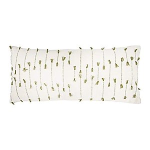 Creative Co-Op Handwoven Cotton Blend Lumbar Pillow with Tassels, Green