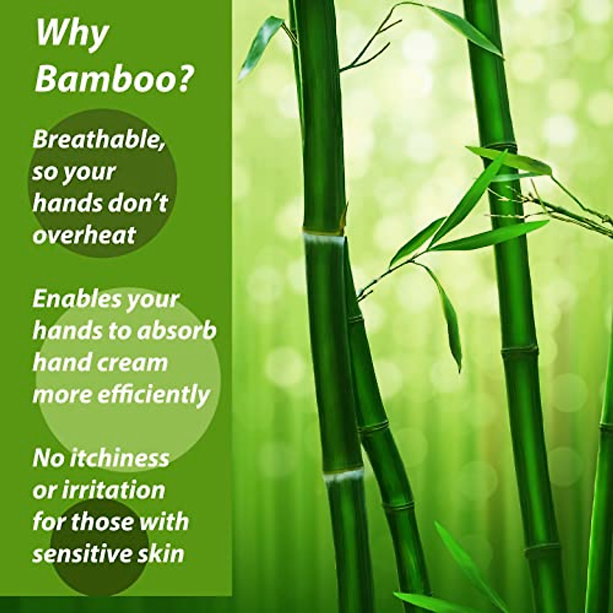 LEAFY BOO Bamboo Gloves for Eczema, Medium, Women and Men, Dry Hands, Overnight Moisturizing Gloves, 3 Pairs