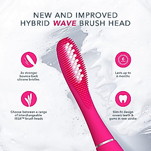 FOREO ISSA Hybrid Wave Brush Head Fuchsia, Medical-Grade Silicone & PBT Polymer Bristles, 6-Months Lasting