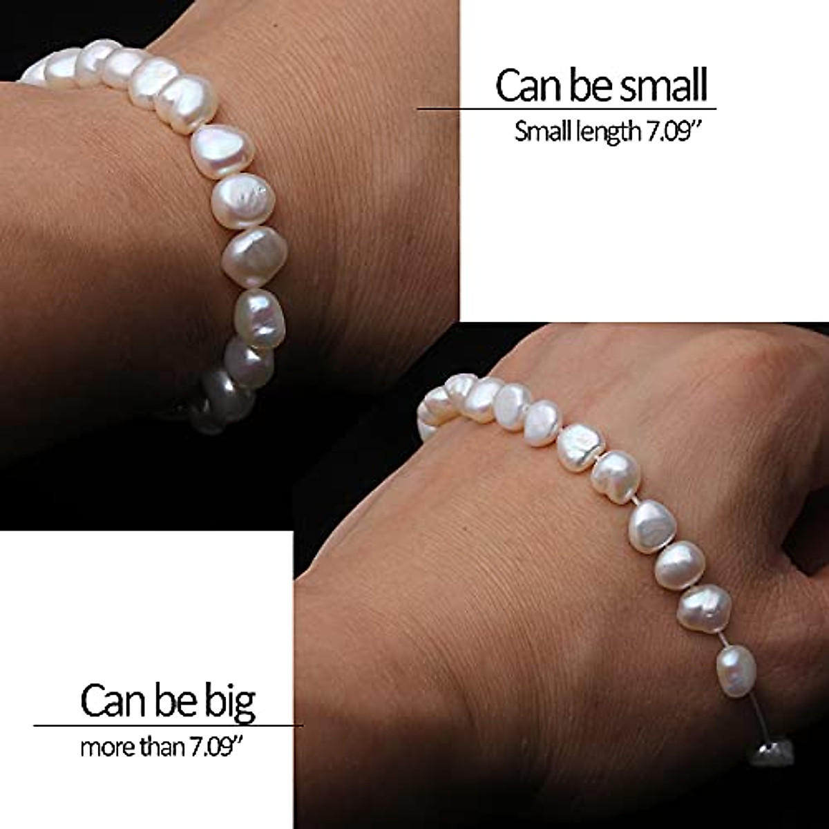 White Pearl Bracelet Stretch Cultured Freshwater Baroque Pearl Bracelet for Women Gift Wife Mother