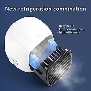 Portable Air Conditioners Fan for Desk, Personal Mini AC Quiet Air Cooler, 6-8 Hours Cool Desktop Cooling Fan, 3 Speeds Small Mobile Misting Fan for Home Office Work Outdoor
