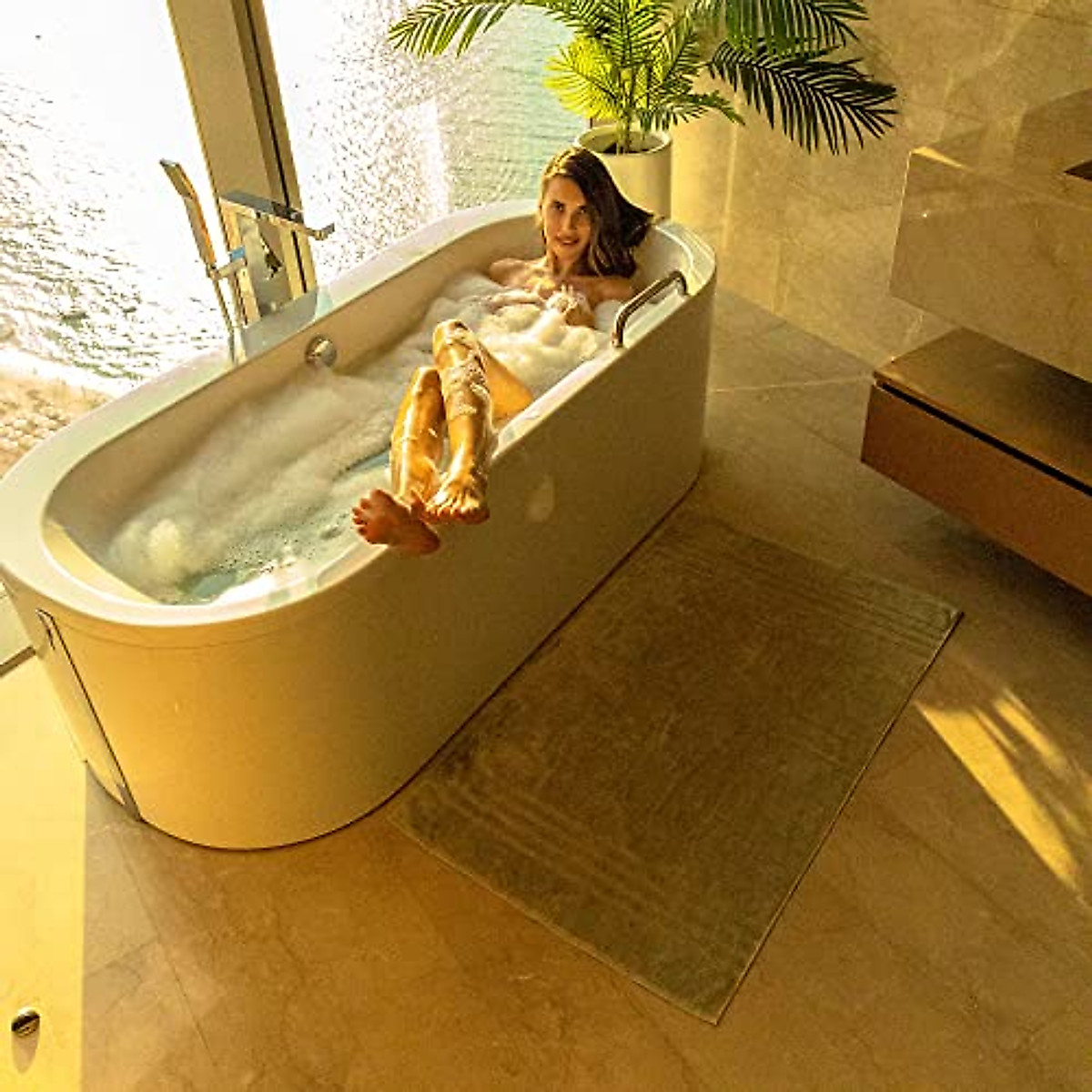 Mosobam 700 GSM Luxury Bamboo Viscose 12pc Extra Large Bathroom Set, Seagrass Green, 4 Bath Towels Sheets 35X70 4 Hand Towels 16X30 4 Face Washcloths 13X13, Turkish Towel Sets, Quick Dry