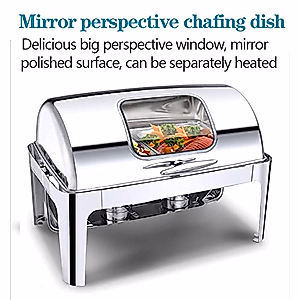 Food Warmer, Chafing Dish Stainless Steel Chafing Dishes with Lid for Parties, 9L Commercial Food Warmer for Buffet, with 3 Kind of Warming Tray (A) ()