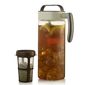 Komax Large Ice Tea Maker Pitcher – Tritan Iced Tea Pitcher w/Airtight Lid – Temperature Resistant Herbal Infuser Hot Tea Maker – BPA Free, Dishwasher & Microwave Safe Pitcher with Spout (2.1 Quart)