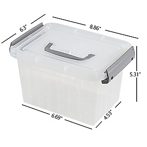 Taysisiter 3.5 Quart Small Latching Boxes, Clear Plastic Storage Bins with Handles, 6 Packs