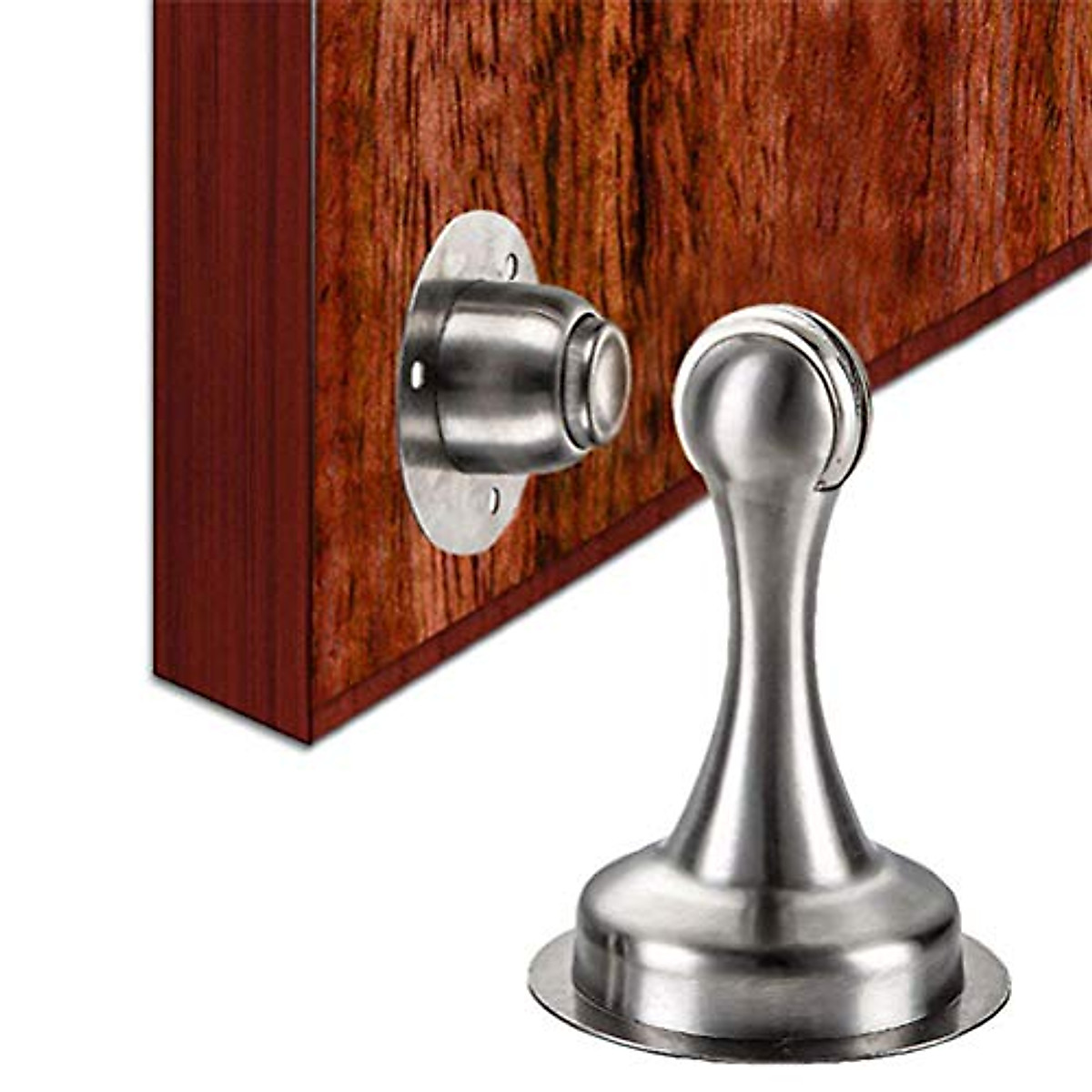 Door Stopper,Magnetic Door Stop,Stainless Steel Door Catch,Double-Sided Adhesive Tape No Need to Drill. Better Protection for Walls (Silver-2 Pack)