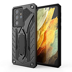 Kitoo Designed for Samsung Galaxy S21 Ultra Case with Kickstand 5G, Military Grade 12ft. Drop Tested - Black
