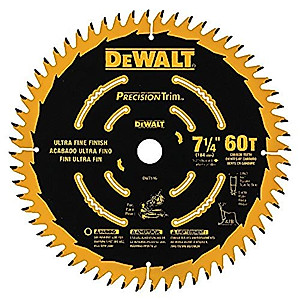 DEWALT DW7116PT DEWALT DW7116PT 60T Precision Trim Miter Saw Blade, 7-1/4"