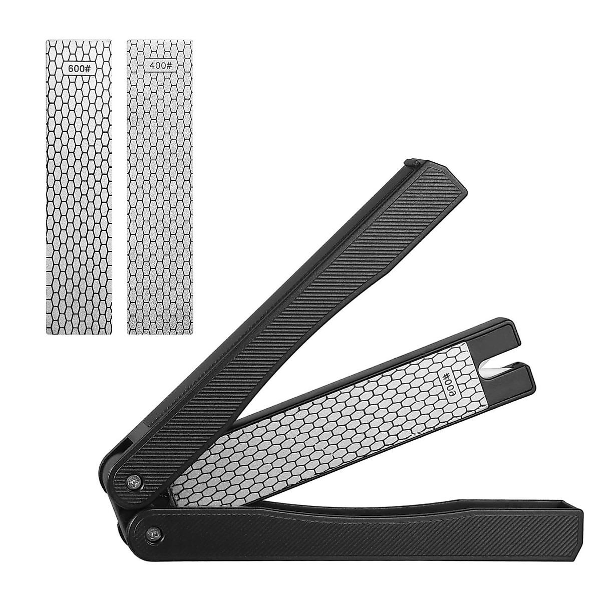 Folding Pocket Knife with Liner lock Stainless Blade Brown Wood Handle with Belt Clip Diamond Sharpening Stone Folding Knife Sharpener Garden Tools