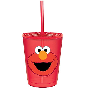 Amscan Everyday Sesame Street Sippy Plastic Cup - 12 Oz.| 1 Red Kids Cup, Perfect Party Favor & Drinkware For Kids Birthday Party, Themed Event, Baby Shower, Indoor & Outdoor Event & More
