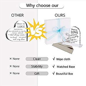 Qunrwe Sympathy Gift Memorial Bereavement Gifts,Acrylic Heart Condolence Gifts for Loss of Loved One,Loss of Father,Loss of Mother,Day of the Dead Table Decorations Remembrance Gifts