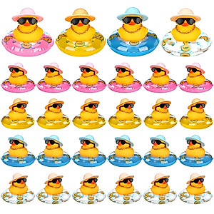 Marsui Mini Rubber Ducks Summer Beach Funny Rubber Ducky Bathtub Shower Ducks for Baby Shower Swimming Pool Toys(24 Pcs)