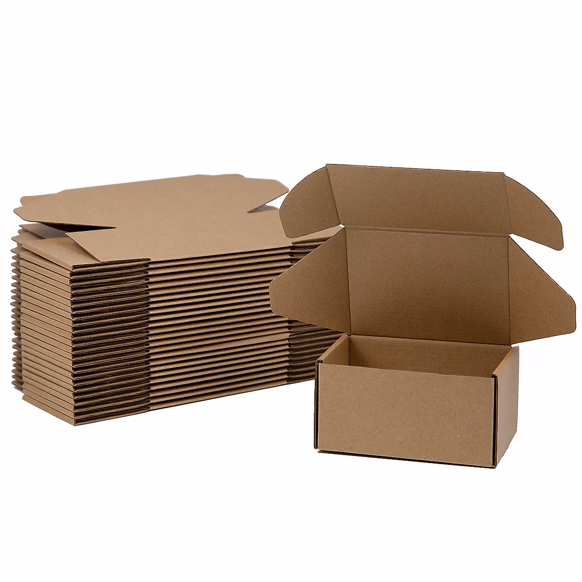 Sodissa 6x4x3 Inches Shipping Boxes Pack of 25, Brown Corrugated Cardboard Boxes for Small Bussiness