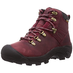KEEN Women's Pyrenees Mid Height Waterproof Hiking Boots, Tibetan Red/Black, 9.5