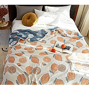 Scientific Sleep Lemon 100% Cotton Muslin Blanket Throw Cover for Bed, Couch & Sofa, Cozy Soft Lightweight Warm Bedspread Coverlet (9, Twin 59" X 78")