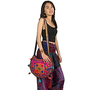 Floral Colorful Shoulder Bag Crossbody Hobo Satchel Hippie Boho Fashion Women Functional Stylish Everyday (Pink Elephant)