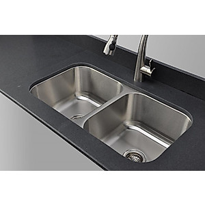 Wells Sinkware CMU3318-99-16-1 Craftsmen Series Stainless Steel Kitchen Sink Package, 33" 50/50 9" Deep, Brushed Matte Finish