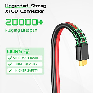 Bateria Power Solar to XT60 Charge Extension Cable 10AWG 25Ft, Solar Connector to XT60 Adapter Cable for Solar Panel to LiFePO4 Battery RV Portable Power Station Solar Generator,10AWG 25Ft