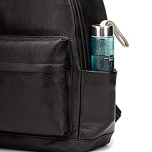 CPJ Genuine Leather Backpack Fits 15.6" Laptop Casual Daypack Schoolbag for Boys & Girls