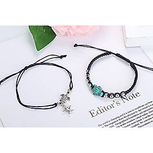 LOYALLOOK 10PCS Shell Turtle Ankle Bracelets Handmade Boho Anklet Jewelry Adjustable Natural Cowrie Shell Beach Bead Anklet for Women