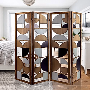 4 Panels Room Dividers 5.6Ft Privacy Screen Wood Room Dividers and Folding Privacy Screens,Wall Divider Room Separation for Home Rooms,Bedroom,Office,Outdoor