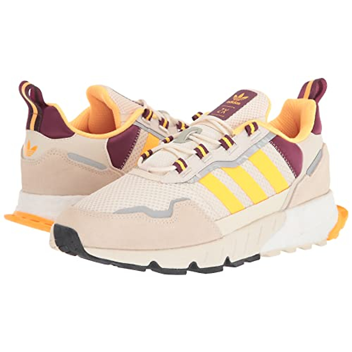 adidas Originals Women's ZX 1K Boost, Wonder White/Solar Gold/Victory Crimson, 9