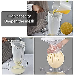 WMKGG Ultra Fine Mesh Strainer Bags, Reusable Mesh Filter Bags with Stainless Steel Handle Frame for Filter NutMilk, Coffee, Milk, Butter, Juices and Fresh Cheese (Small Size)