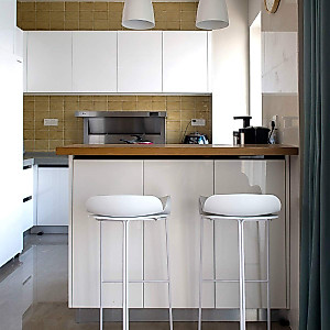 Yenhome Glossy White Adhesive Vinyl Cabinet Liner 24" x 118" Waterproof Self Adhesive Drawer and Shelf Liner for Kitchen Cabinets Removable Peel and Stick Wallpaper for Furniture Wardrobe Renew