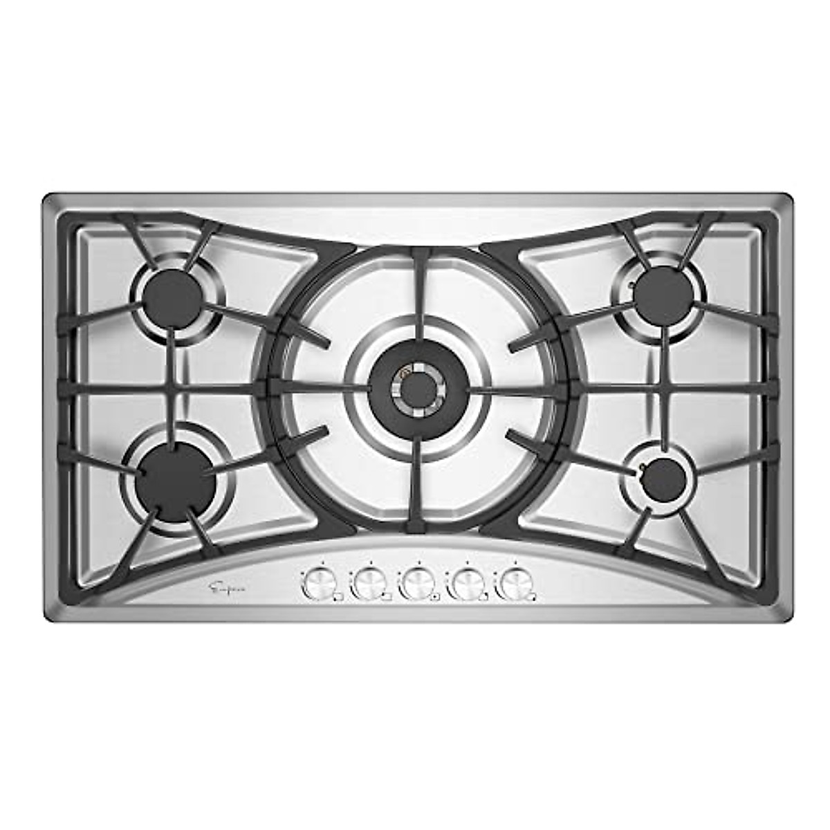 Empava 36 in. Gas Stove Cooktop with 5 Italy Sabaf Sealed Burners NG/LPG Convertible in Stainless Steel EMPV-36GC22, 36 Inch