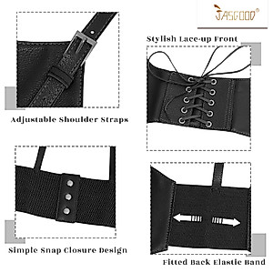 JASGOOD Women Faux Leather Corset Waist Belt Elastic Wide Underbust Corset Lace-up Steampunk Waspie Belt For Halloween