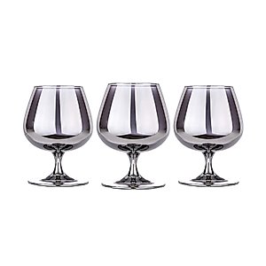 Graphite 13.5-Ounce Brandy Glasses, Elegant Glasses for Old Fashioned, Whiskey, Bourbon, Brandy Tasting Snifters, Present Idea for Wedding and Birthday, Set of 3