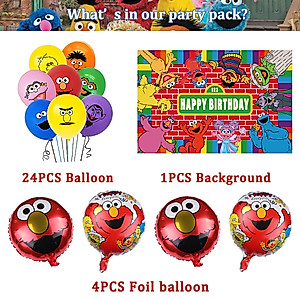 Birthday Party Supplies Cartoon Party Decoration Includes 59 X 39inch Backdorp, Latex Balloon, Foil Balloon, Birthday Street Theme Party Decoration for Kids Birthday Party Favors