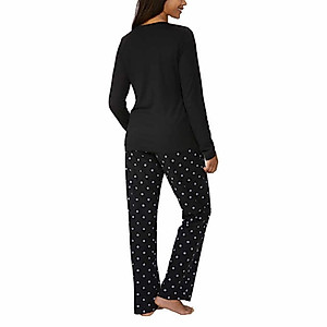 Calvin Klein Womens 2 Piece Fleece Pajama Set Black