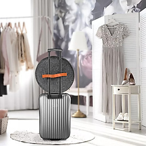 SOUJOY 2 Pack Hat Box with Lid, 16.5 x 10 Foldable Felt Hat Storage Box, Travel Case Clothes Storage Bin, Round Hat Organizer for Men Women Stuffed Animal Toy Clothes