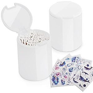 LYroo 2 Pack Qtip Holder Dispenser for Cotton Ball,Cotton Swab,Cotton Round Pads,Floss White Plastic q tip holder Jar with lids Set for Bathroom Bedroom Storage