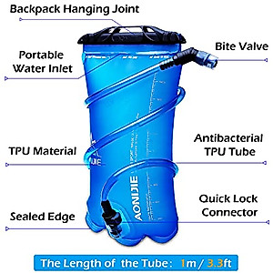TRIWONDER 1.5-2-3L BPA Free Hydration Bladder Water Reservoir for Bicycling Hiking Camping Backpack (1.5L / 50oz (TPU))
