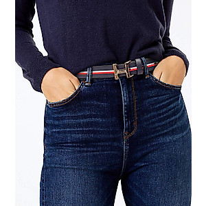 Tommy Hilfiger Women's Striped Ribbon Womens Belt Accessory, -Navy, Large