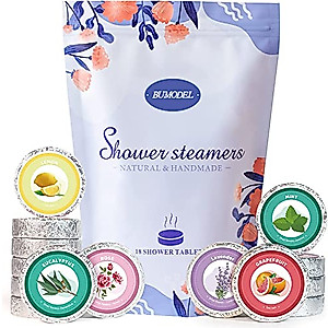 Bumodel Shower Steamers 18-Pack Shower Bombs with Essential Oils Aromatherapy Shower Tablets Gifts for Men Christmas Gifts for Women Eucalyptus Mint Lavender Lemon Grapefruit Rose