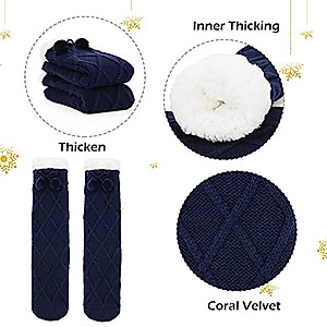 Zando Slipper Socks for Women Fluffy Cozy Fleece-Lined Fuzzy Socks Cabin Warm Winter Socks Soft Thick Comfy Christmas Anti Slip Socks Non Skid Hospital Socks Home Stocking Stuffer Sock O Grey