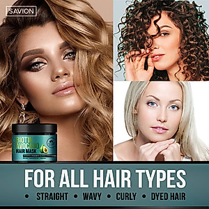 SAVION Avocado Oil & Biotin Hair Mask - Intensive Treatment & Deep Conditioning for Dry Damaged Hair - CUTIFLEX5 with Natural Keratin, Collagen, Shea Butter, Argan Oil, Jojoba Oil, and Almond Oil